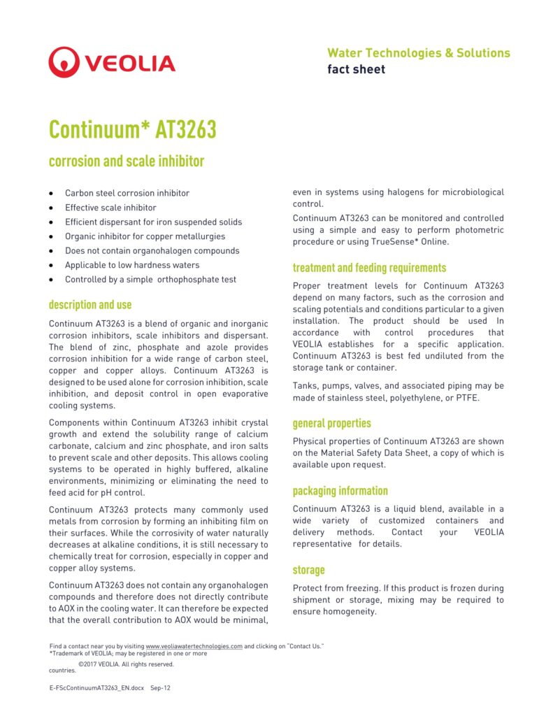 Continuum* AT3263 corrosion and scaleinhibitor - Nur Kimya Arıtma
