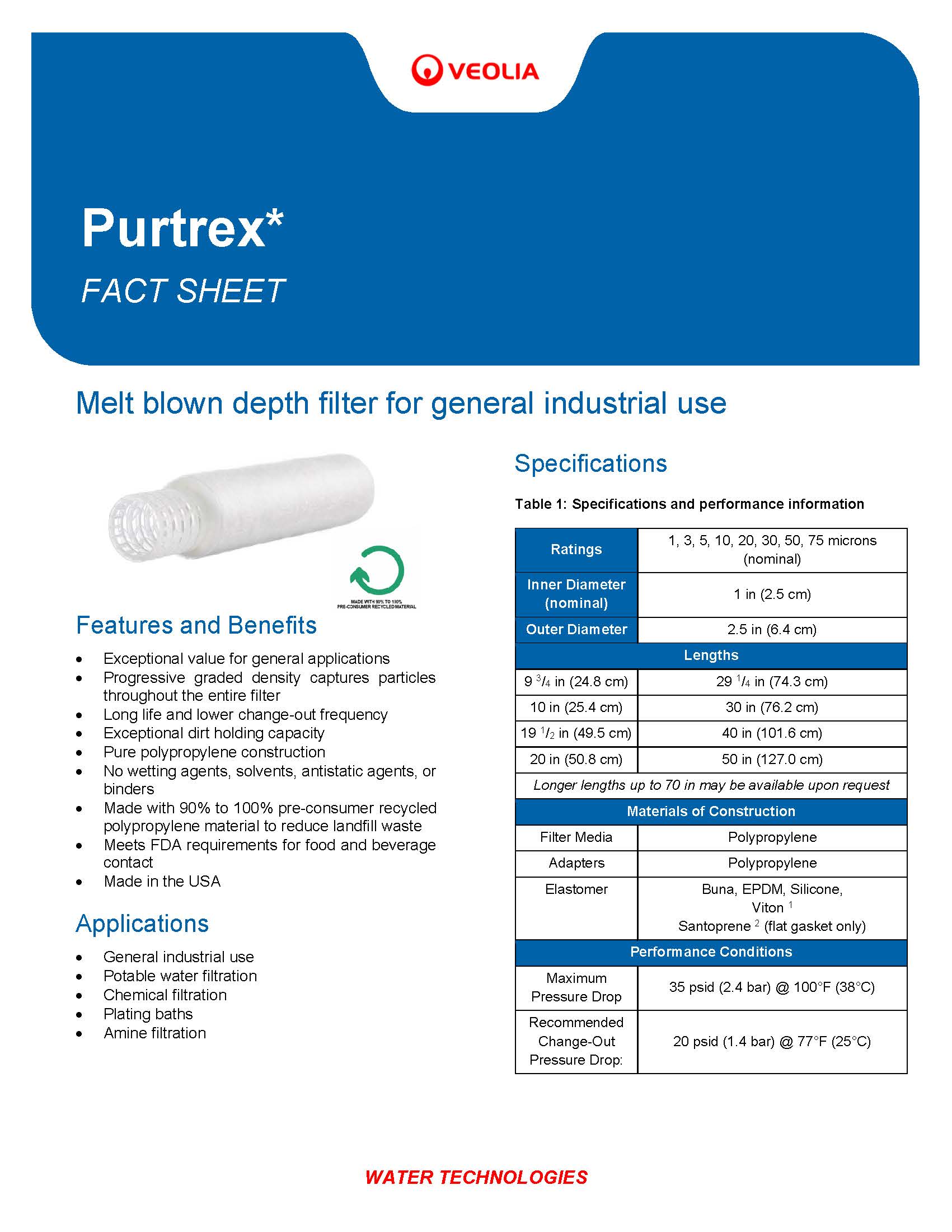 Purtrex* FACT SHEET - Nur Kimya Arıtma