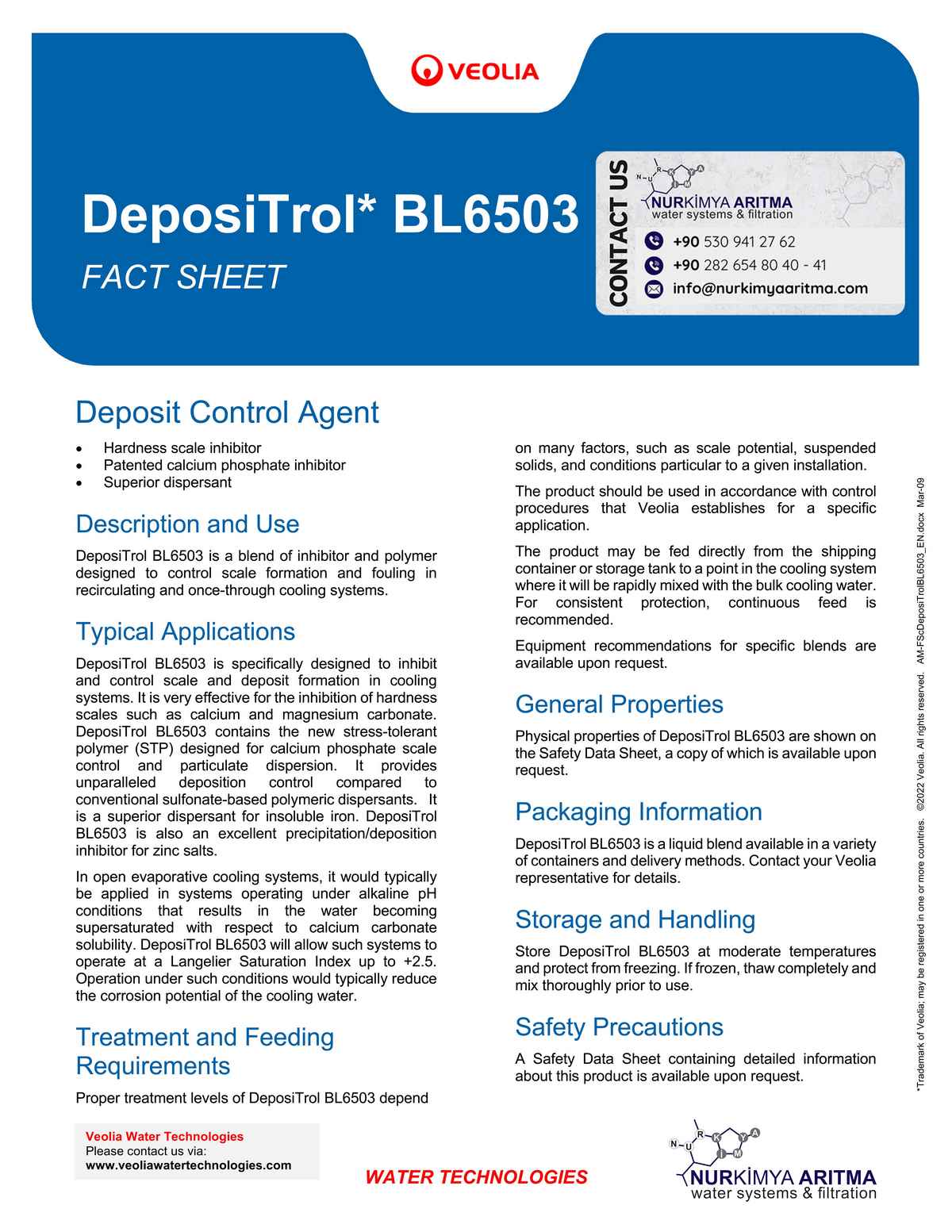 DeposiTrol BL6503 FACT SHEET - Nur Kimya Arıtma
