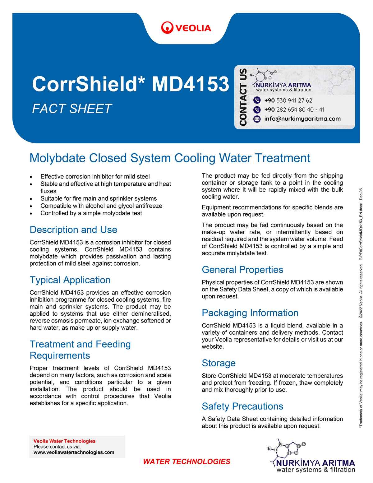 CorrShield MD4153 FACT SHEET - Nur Kimya Arıtma