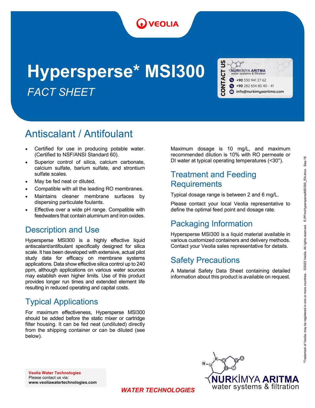 Hypersperse MSI300 FACT SHEET - Nur Kimya Arıtma