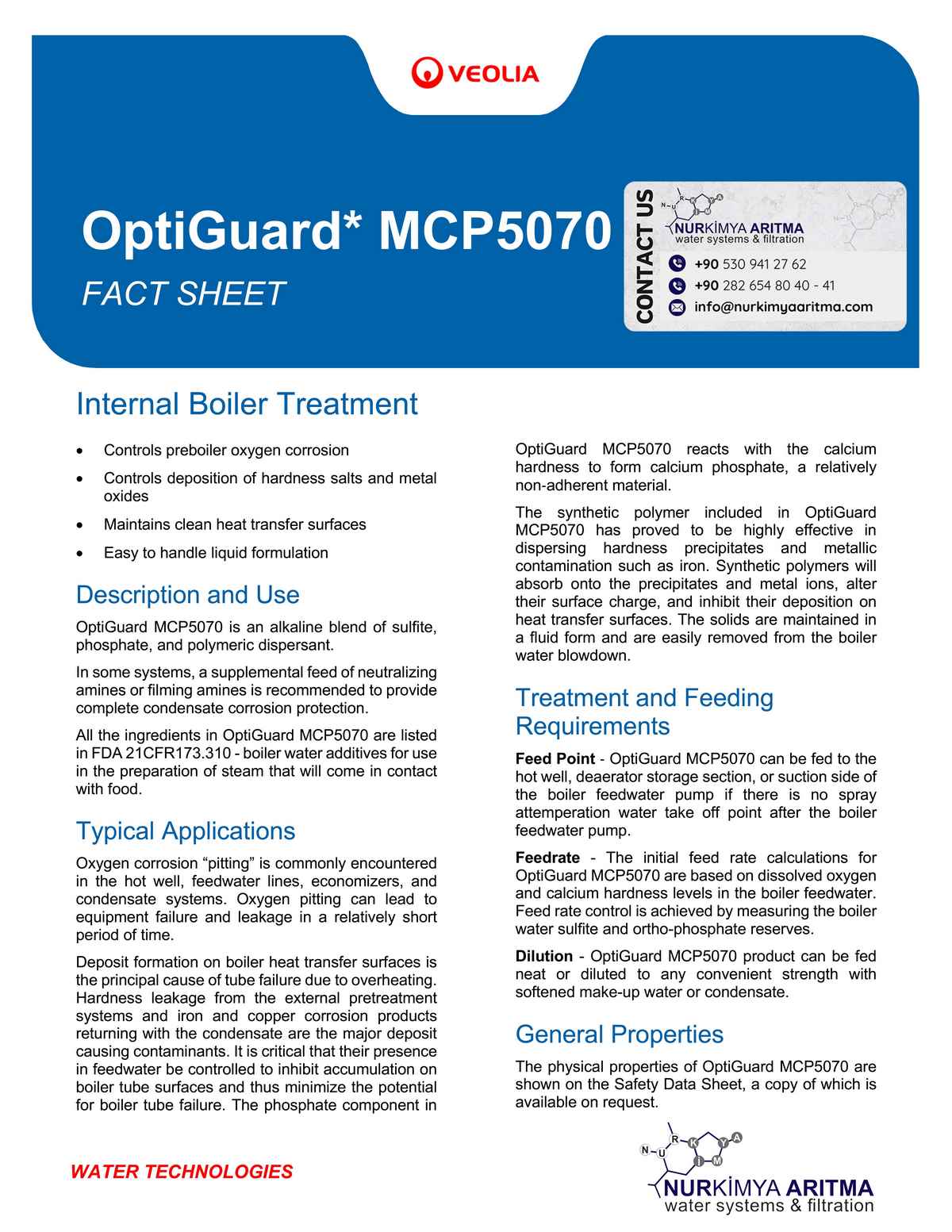 OptiGuard* MCP5070 FACT SHEET - Nur Kimya Arıtma