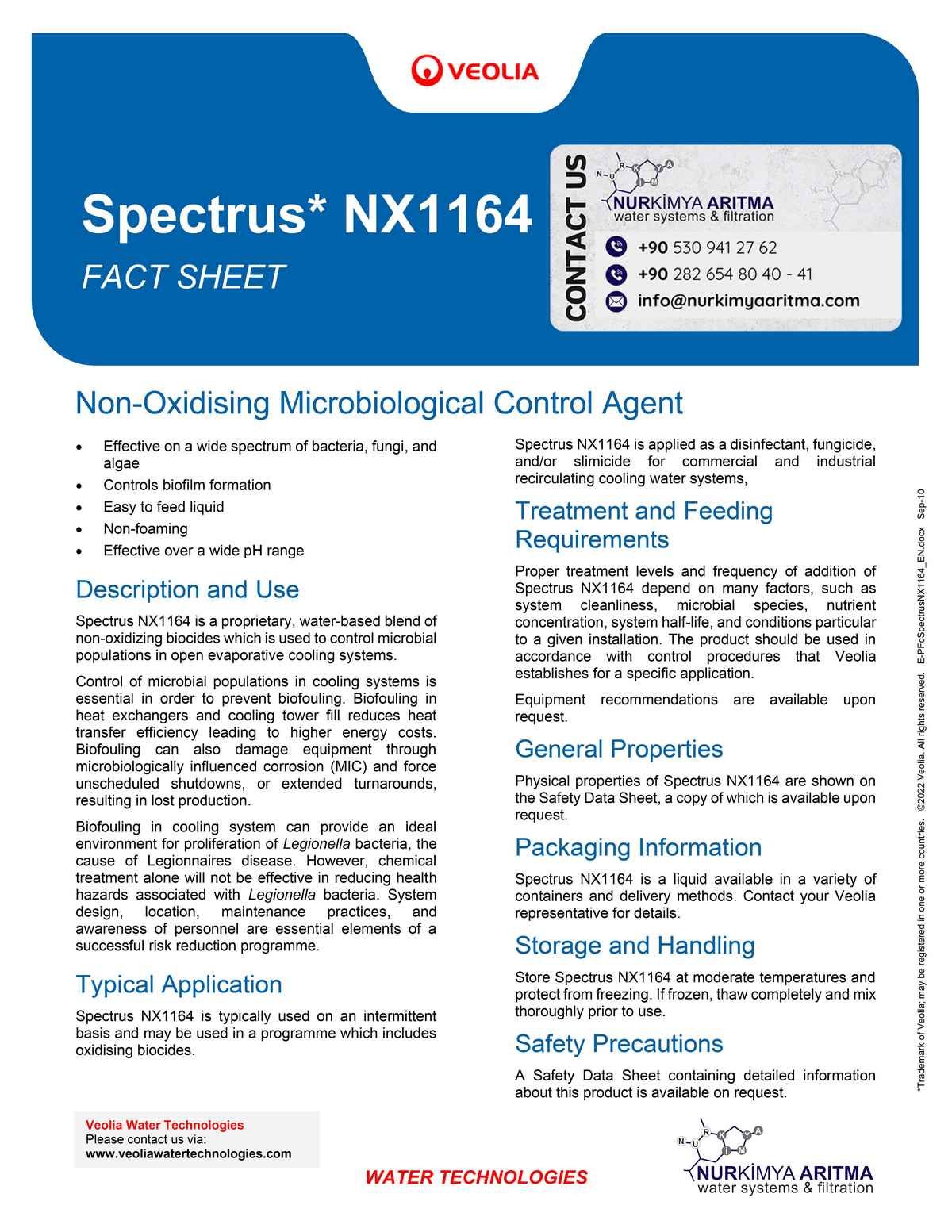 Spectrus NX1164 FACT SHEET - Nur Kimya Arıtma