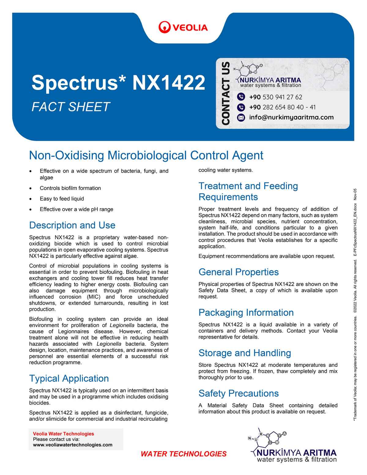 Spectrus NX1422 FACT SHEET - Nur Kimya Arıtma