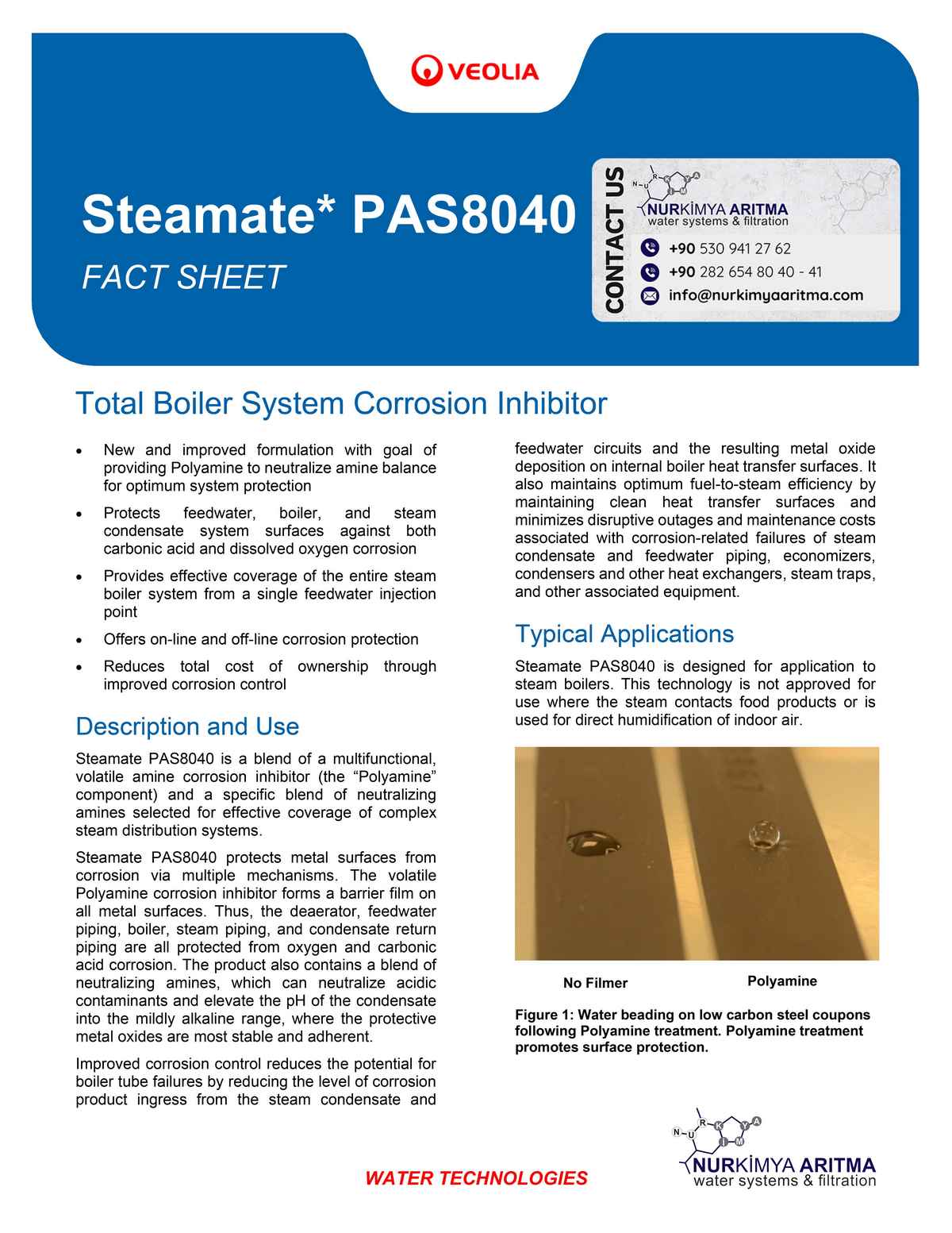 Steamate PAS8040 FACT SHEET - Nur Kimya Arıtma